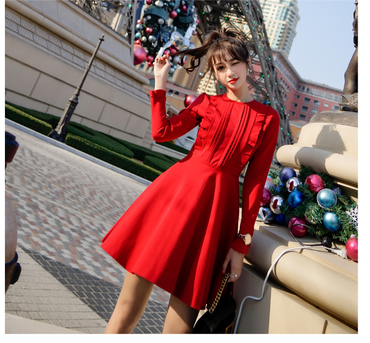 Badu.gr Γυναικείο μοντέρνο φόρεμα σε μαύρο και κόκκινο χρώμα - Badu.gr