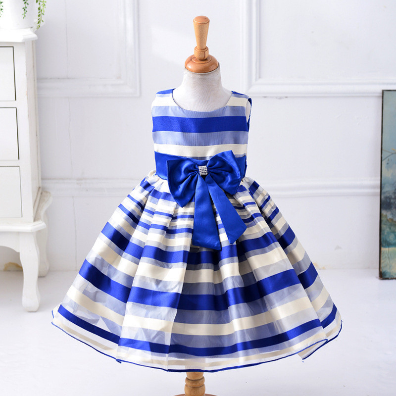 Badu.gr Κομψό ριγέ φόρεμα για κορίτσια με κορδέλα σε δύο χρώματα - Badu.gr